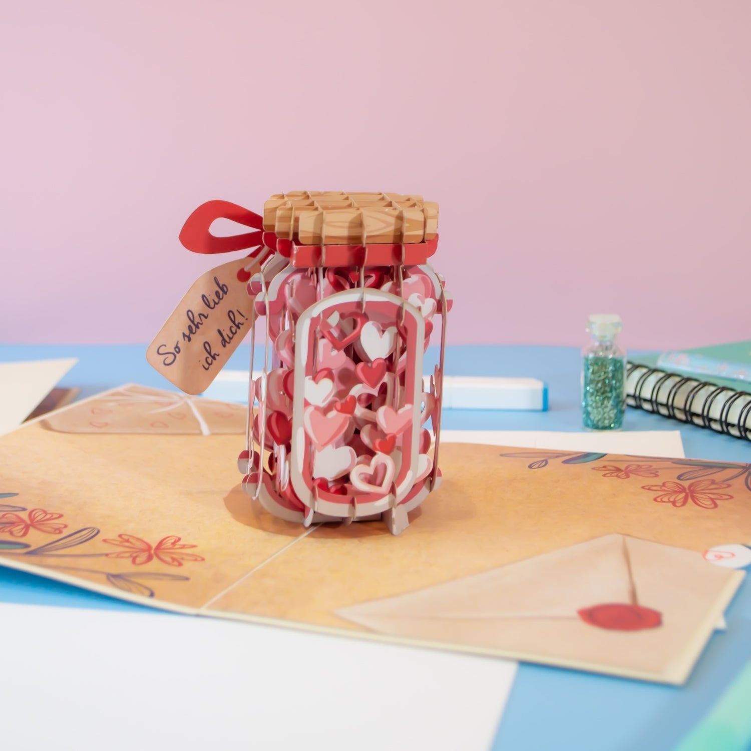 So sehr lieb ich dich Pop-Up Karte | 3D Liebeskarte | papercrush